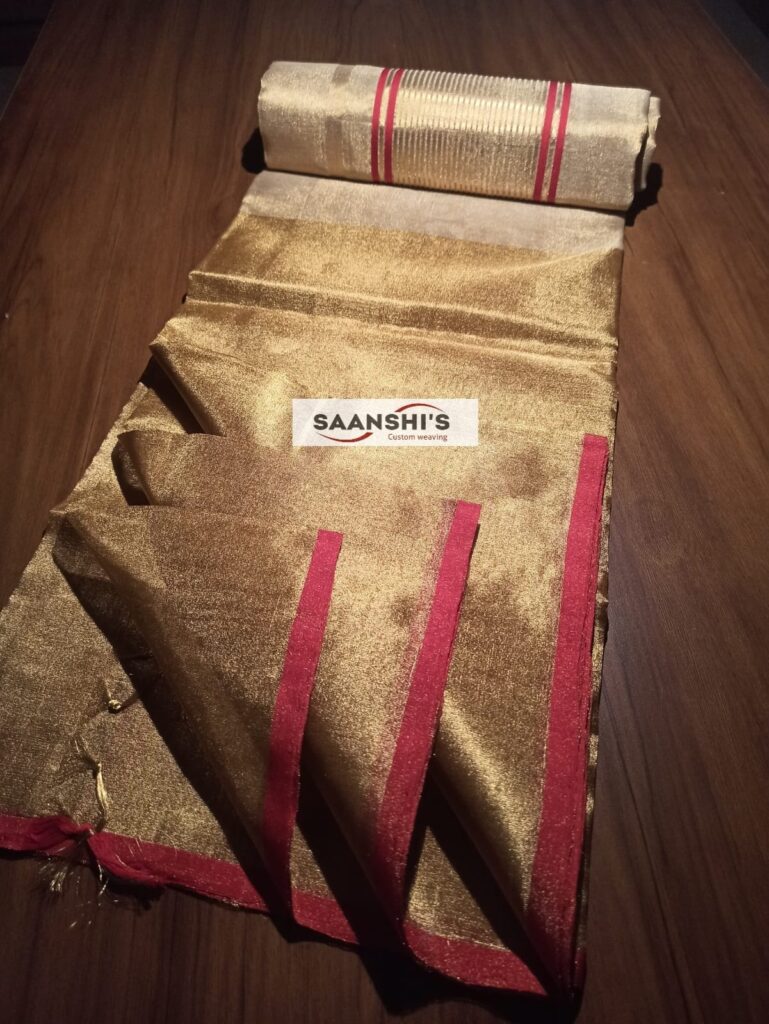 Handloom Tissue half & half saree weaved with red kara -HTS-114 ...