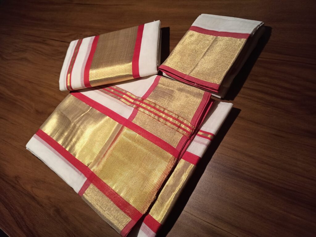 pure handloom cotton red kara set mund – HCSM 2003 – Saanshi Handloom