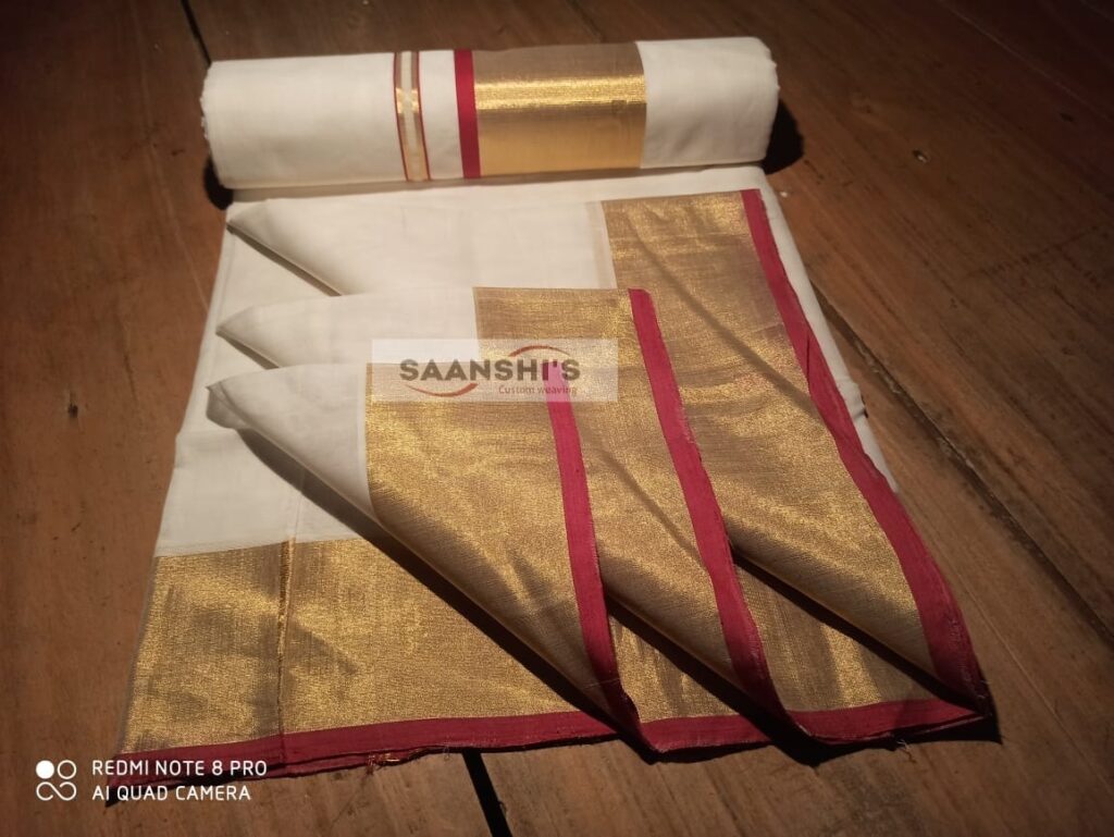 Pure handloom cotton red kara saree - HCS8897 - Saanshi Handloom