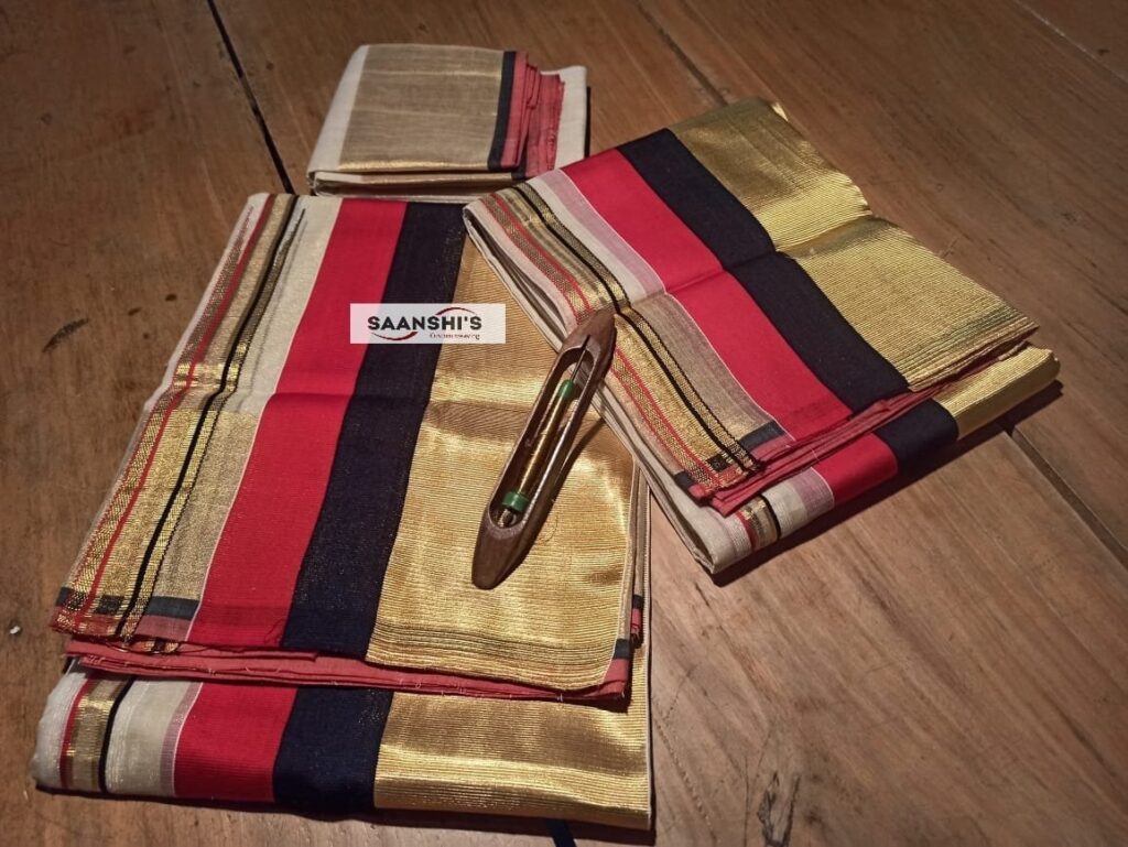 SET MUND 4460 GANGA JAMUNA RED AND BLACK BORDER TISSUE with plain body ...