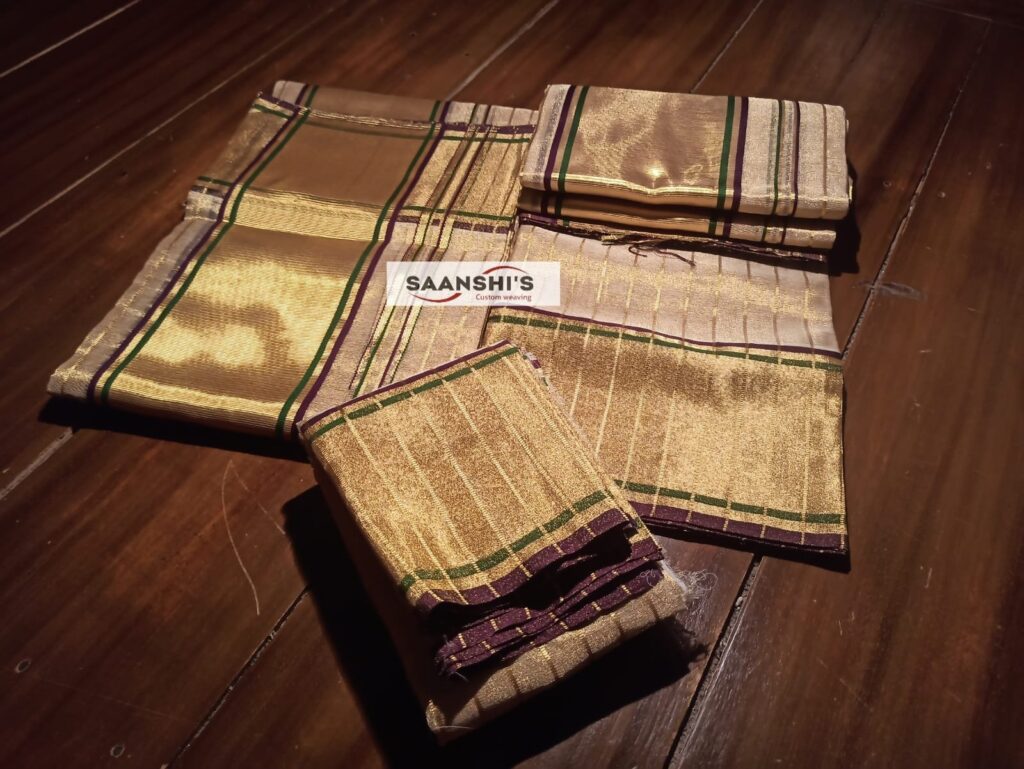 PRARTHANA 2008 | DOUBLE JARI WEAVED SET MUND WITH BLOUSE - Saanshi Handloom